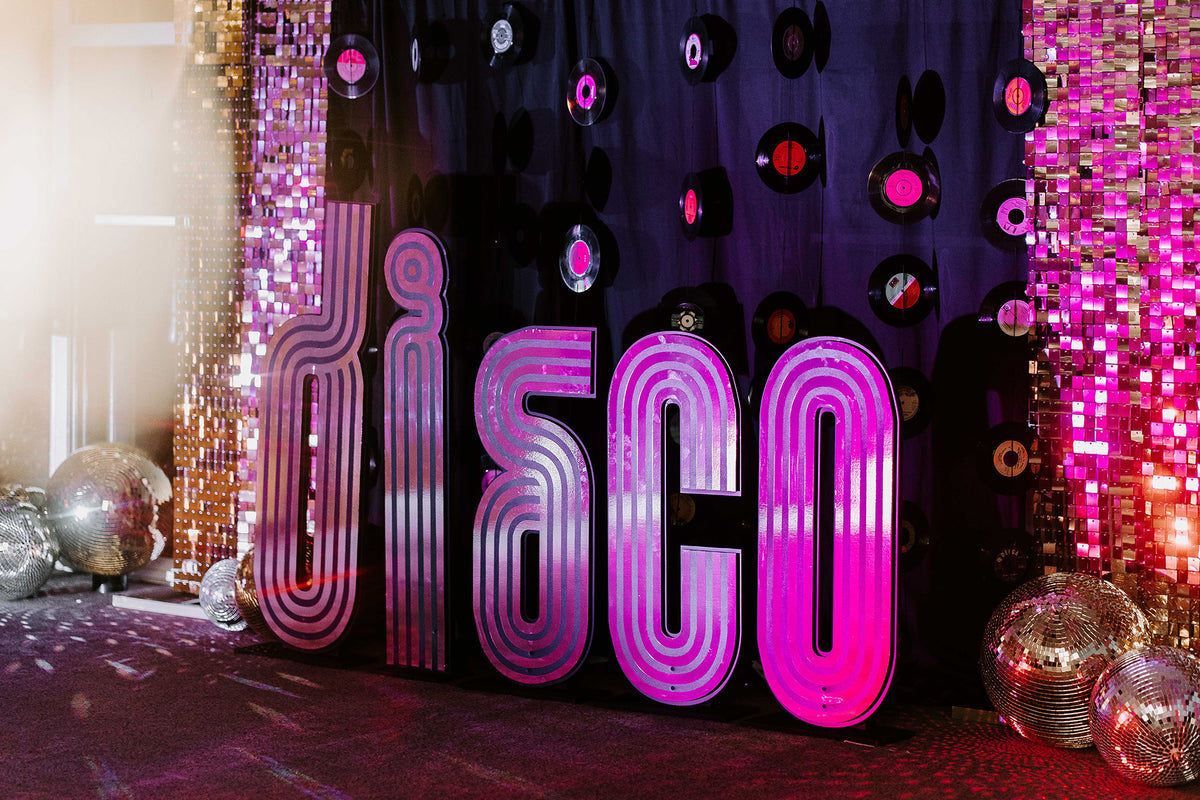 DISCO sign for hire| Prop hire Essex | Event hire London – Rock the Day