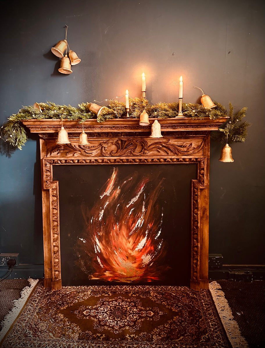 Wooden fireplace for hire | Themed party prop hire London – Rock the Day