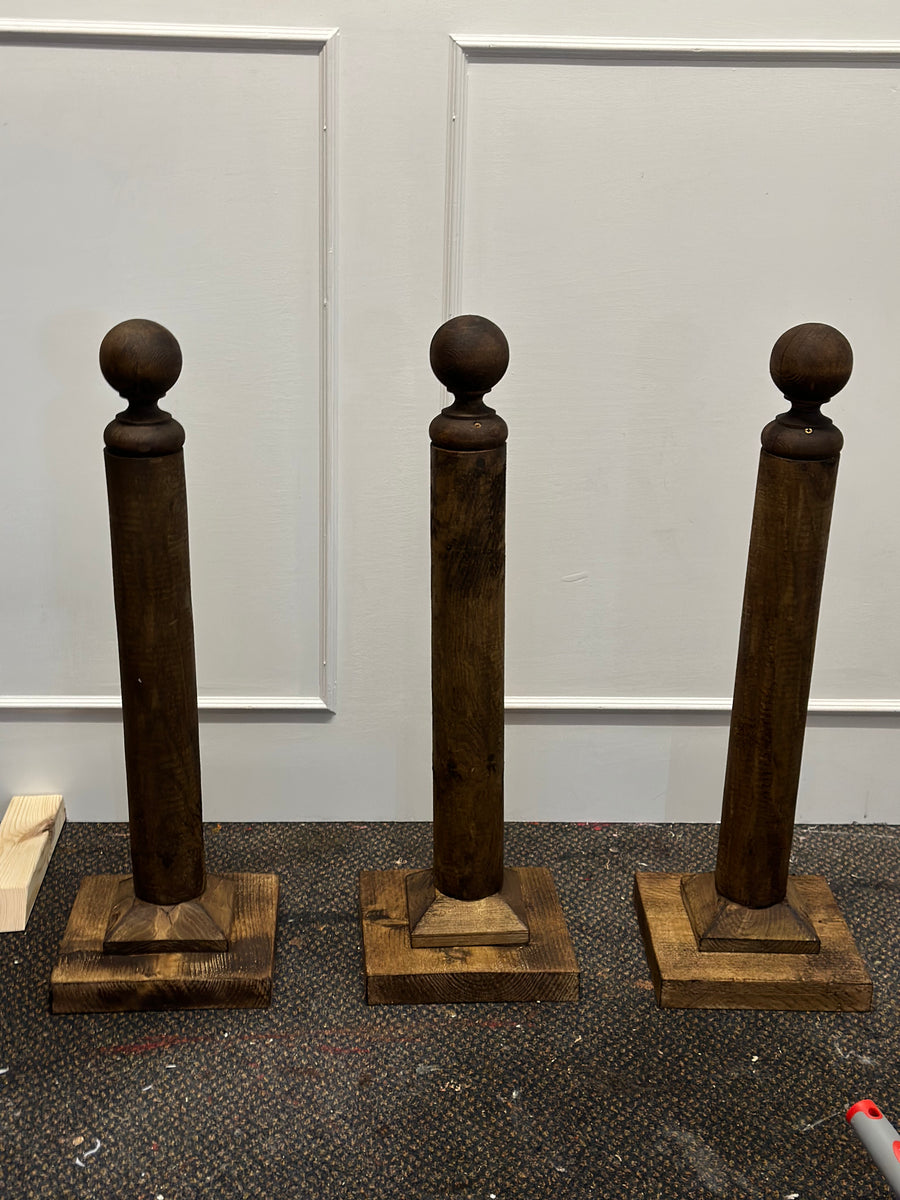 Wooden rope stands for hire|Bespoke Event prop hire London – Rock the Day