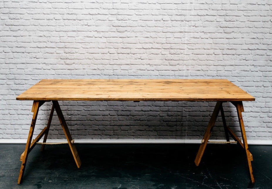 Reclaimed Wood Trestle Table|Furniture Hire Essex| Prop hire – Rock the Day